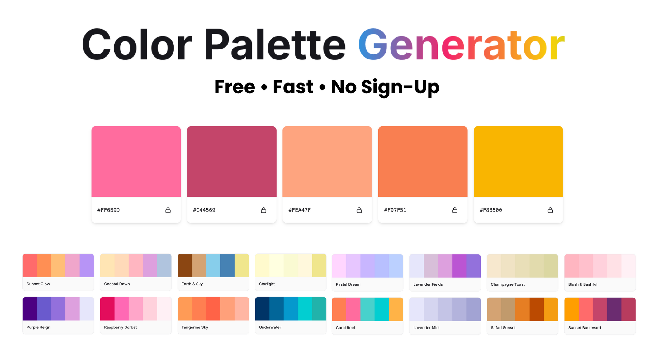 Free Color Palette Generator | Lock, Shuffle & Export Custom Palettes